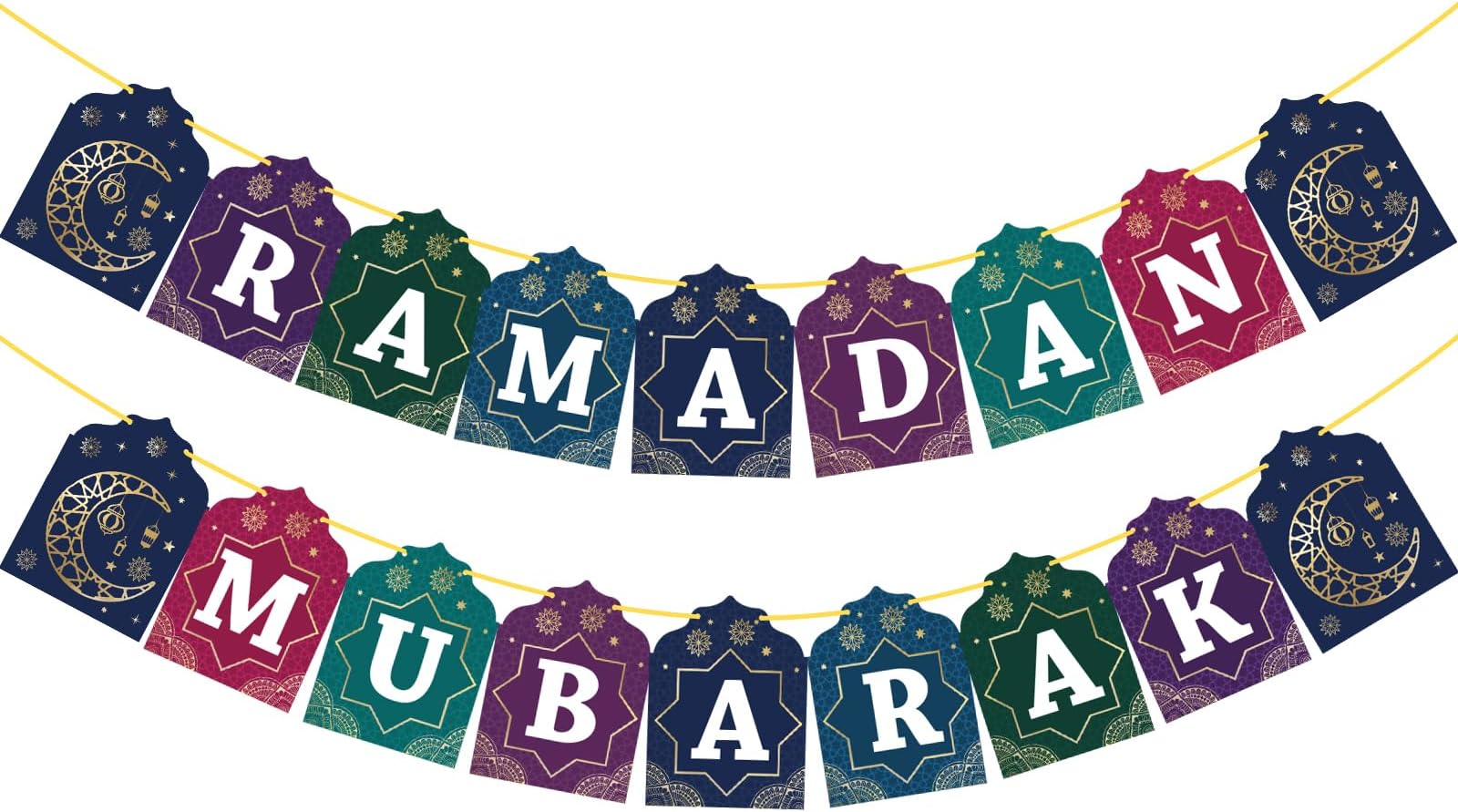 Amazon.com: Uniwish Ramadan Mubarak Banner Burlap Bunting Garland ...
