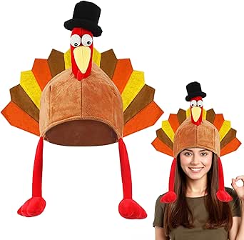 Amazon.com: QLINLEAF Thanksgiving Day Turkey Hat Plush Party Hat Adult ...