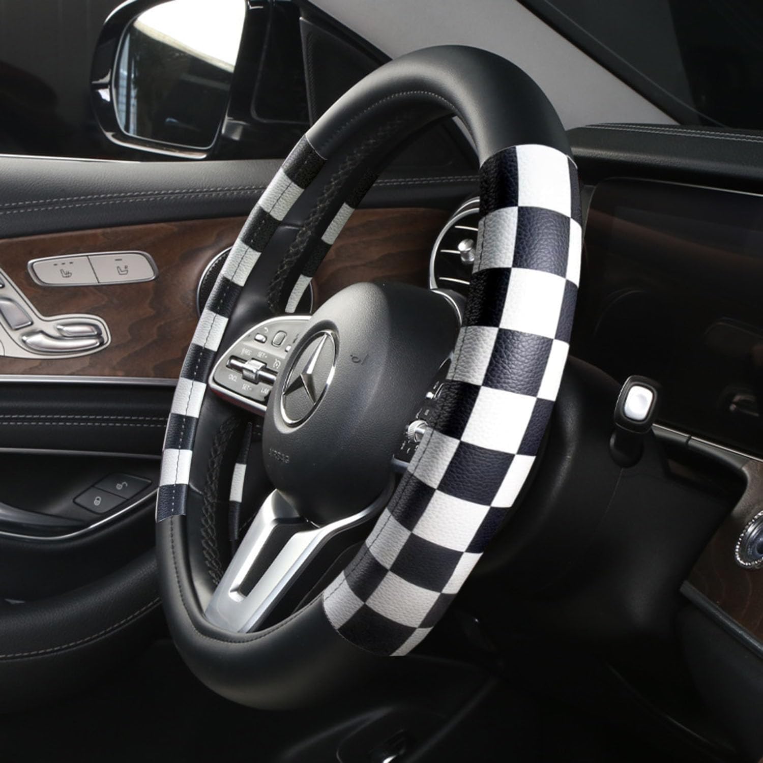 Amazon.com: Dotesy Lattice Car Steering Wheel Cover Microfiber Leather ...