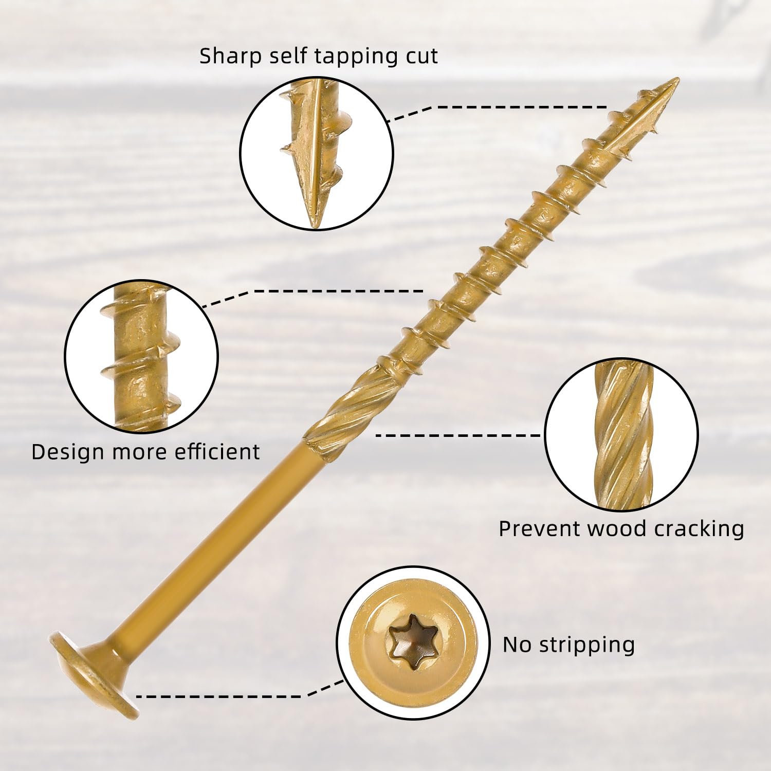 Snapklik.com : 50 PCS #14 X 4 Wood Screws, Torx Drive Multi-Purpose Lag ...