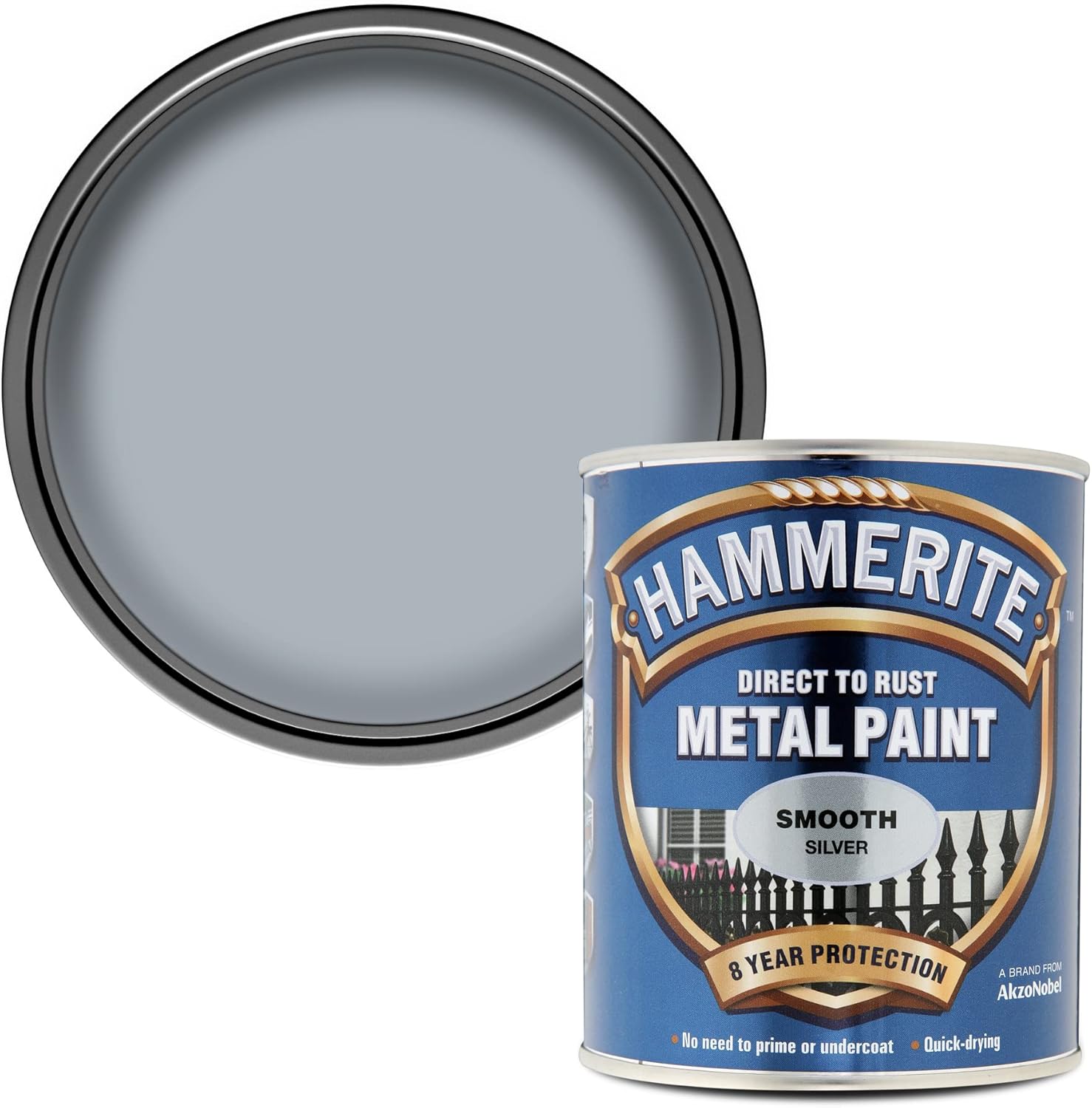 Hammerite Direct to Rust Metal Paint - Smooth Silver Finish 750ML ...