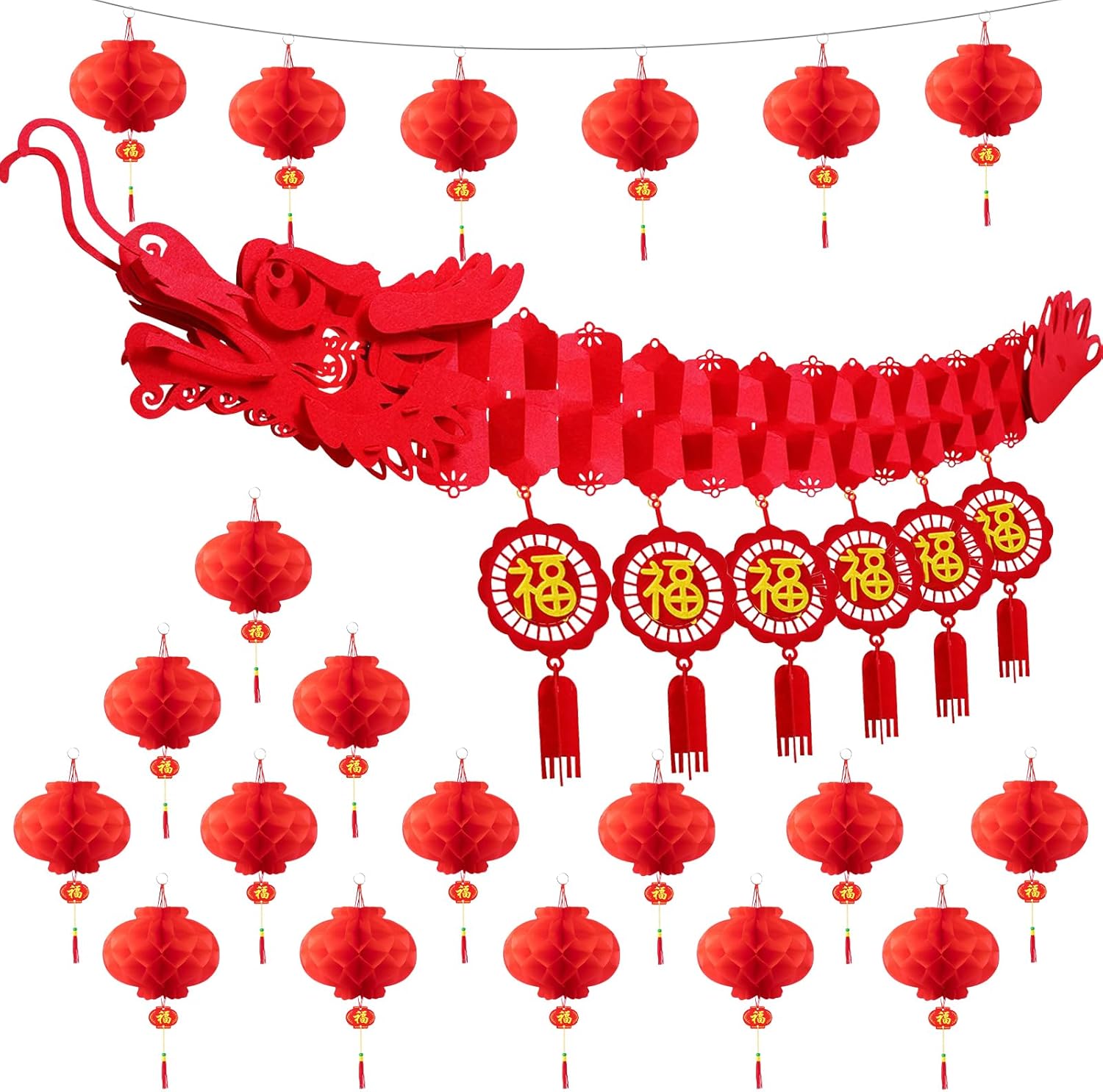 Amazon.com: Lunar New Year Dragon Hanging Garland Decorations with 1 ...