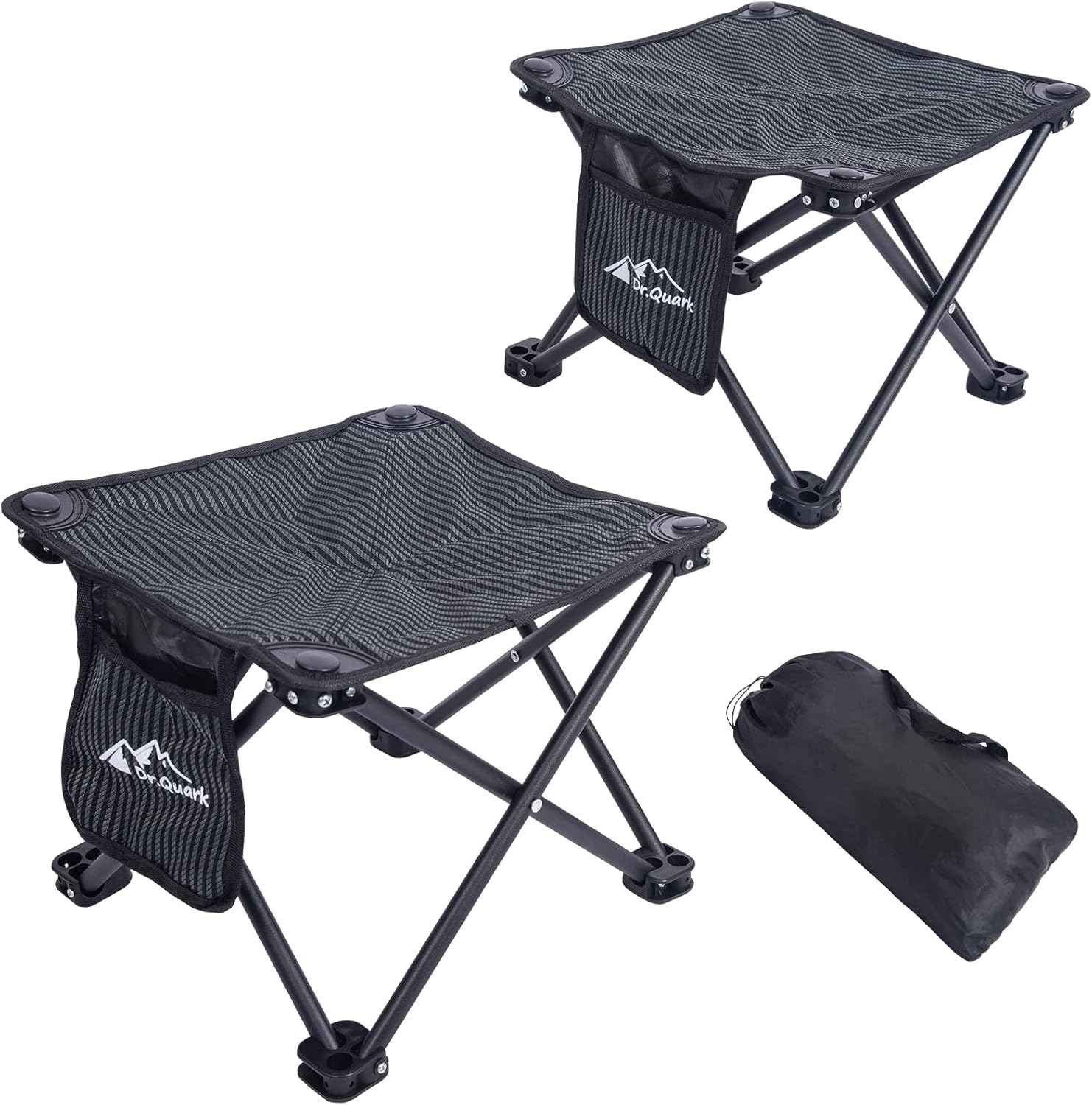 Amazon.com: Dr.Quark 2 Pack Camping Stool, Camping Foot Stool with Side ...