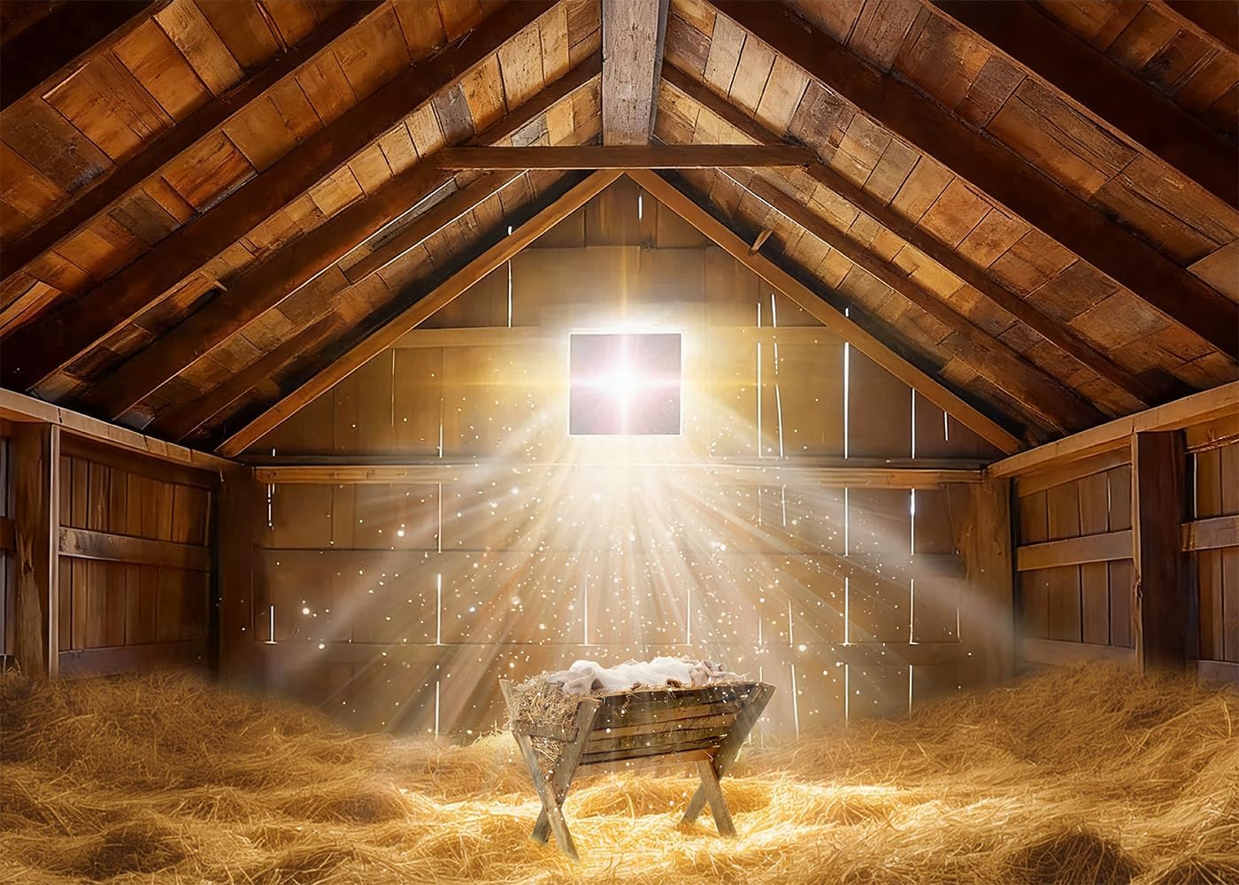 Amazon.com : DULUDA 7x5 FT Christmas Manger Scene Backdrop Barn Stable ...
