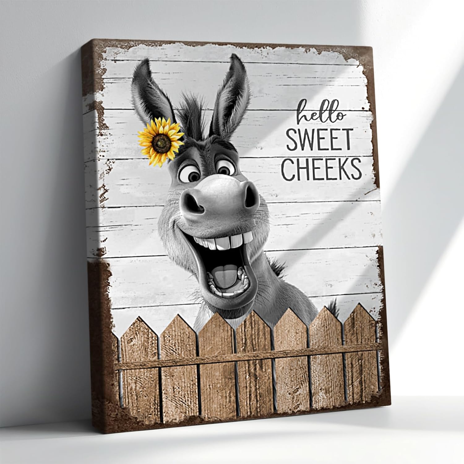 Amazon.com: Farmhouse Bathroom Wall Art Rustic Funny Donkey Wall Art ...