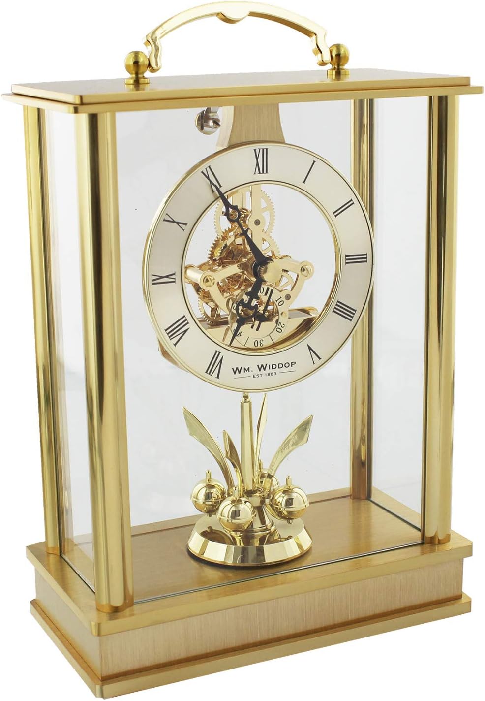 Acctim Welwyn Pendulum Mantel Clock Quartz Polished Metal & Glass ...