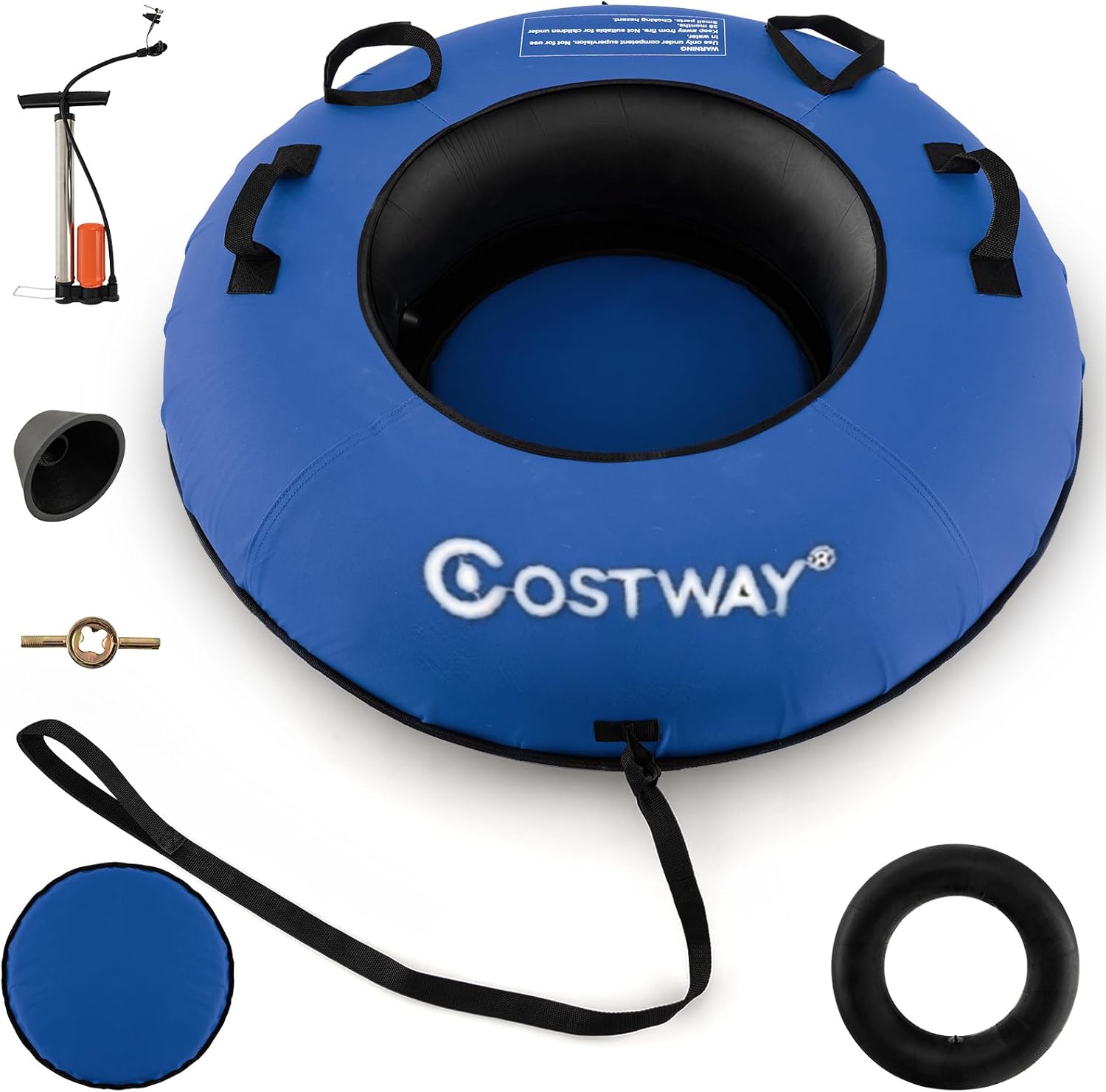COSTWAY Heavy-Duty Snow Tube, 1/2 Person Inflatable Sled Ski Tube with ...