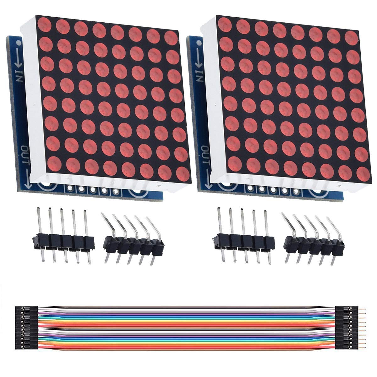 Youmile 2pack Max7219 8×8 Dot Matrix Single Red Light Mcu Control Led Display Module For Arduino