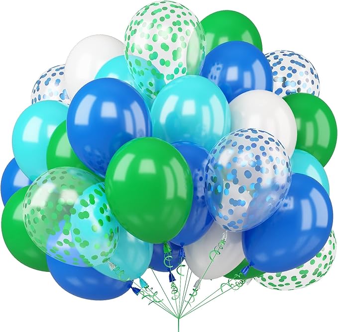 Amazon.com: 50Pcs Blue Green Balloons 12inch Light Green Blue Vintage ...