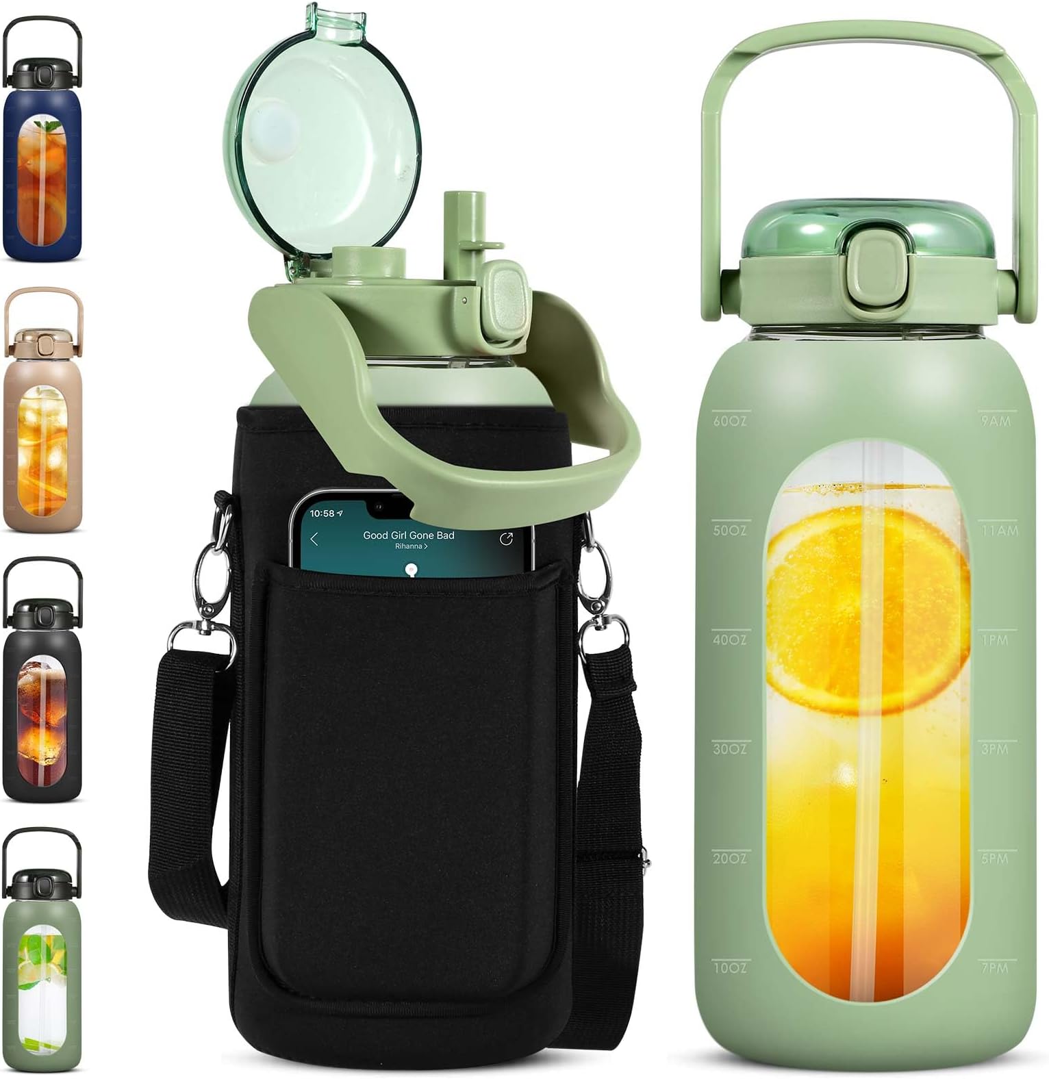 Amazon.com: Kawfle 1 Gallon Glass Water Bottle with Straw, 128 OZ Large ...