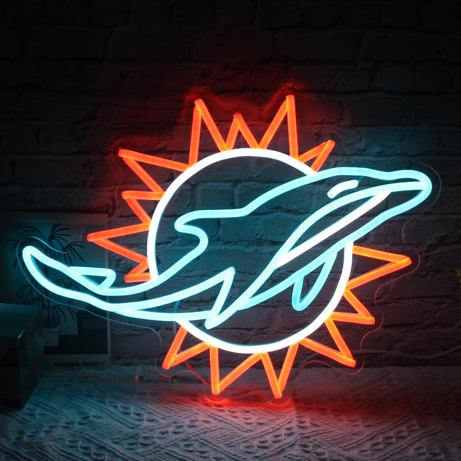 Amazon.com : Queen Sense 20"x16" For Miamis Sports Team Dolphin Neon ...