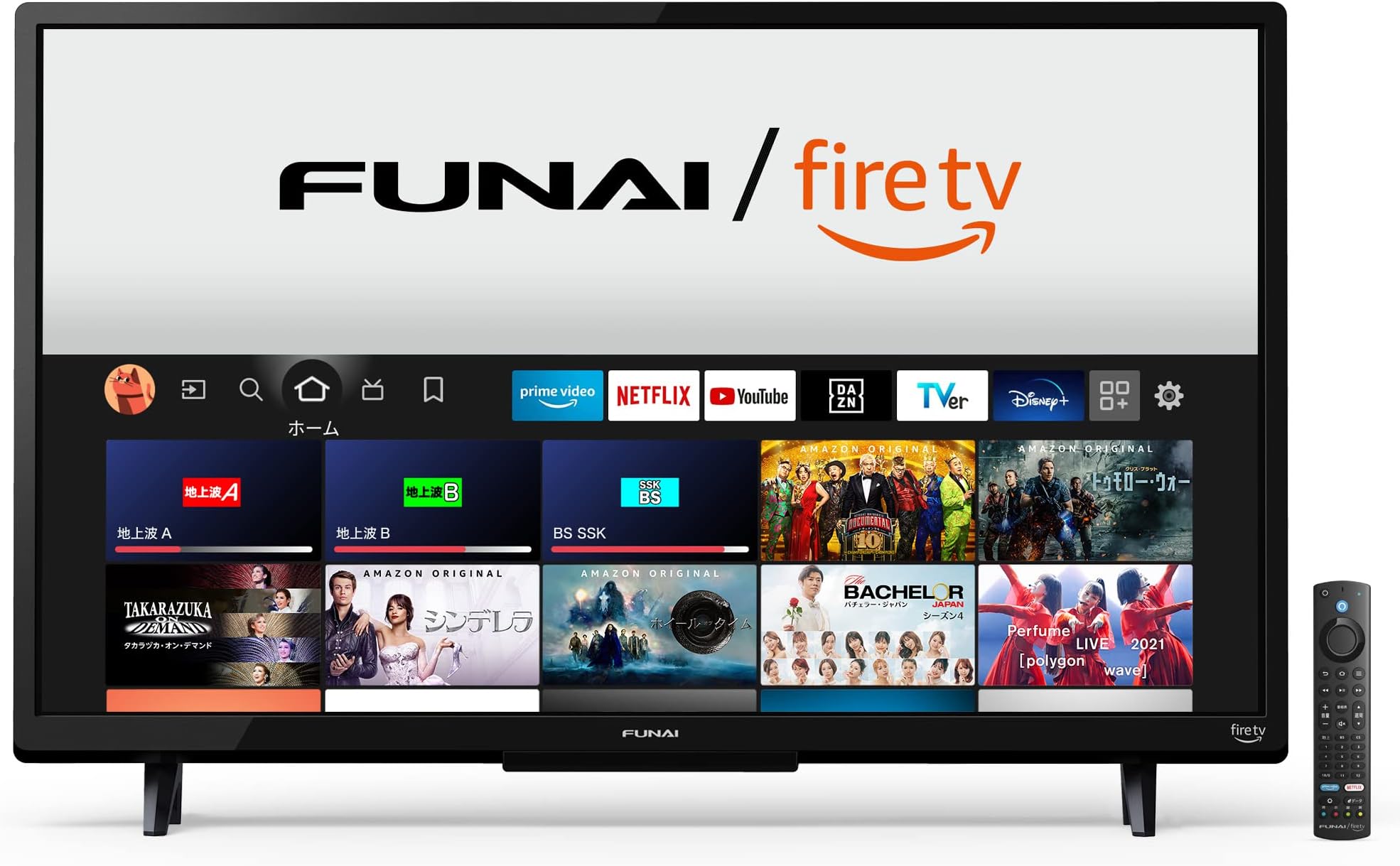 Amazon.co.jp: フナイ FUNAI 32V型 Fire TV搭載 液晶スマートテレビ Alexa対応 ダブルチューナー内蔵 外付け ...