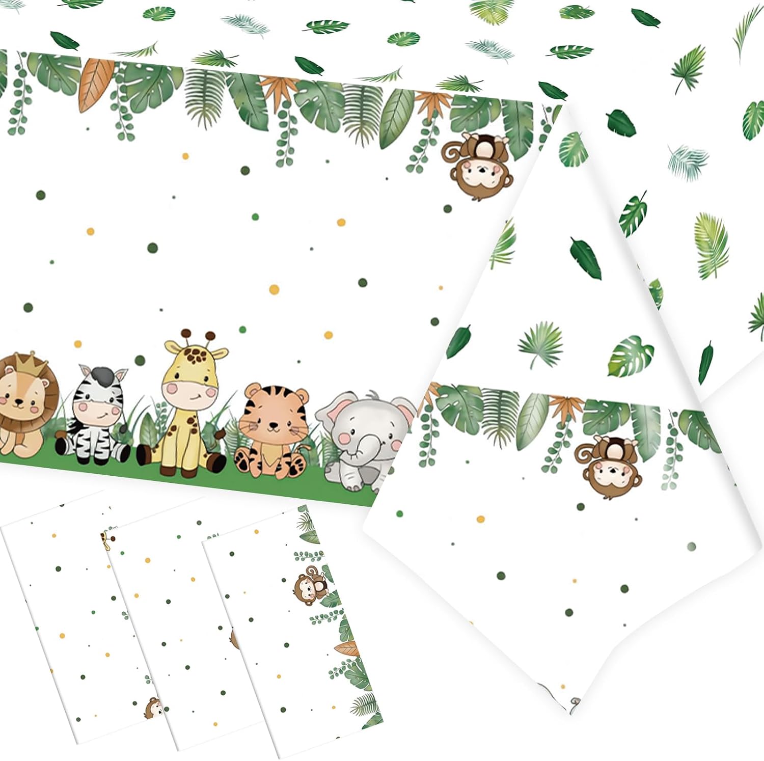 Amazon.com: SJJPDYY 3PCS Jungle Safari Tablecloths Animal Print Table ...