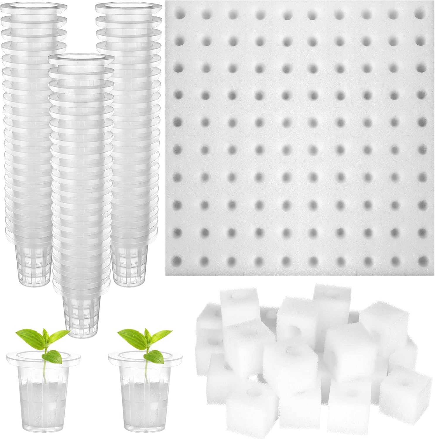 Amazon.com : 100Pcs Hydroponic Sponge Planting Tool with 100pcs Garden ...