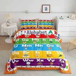 Amazon.com: ABC Alphabet Comforter Set Full Size, Learning Alphabet ...