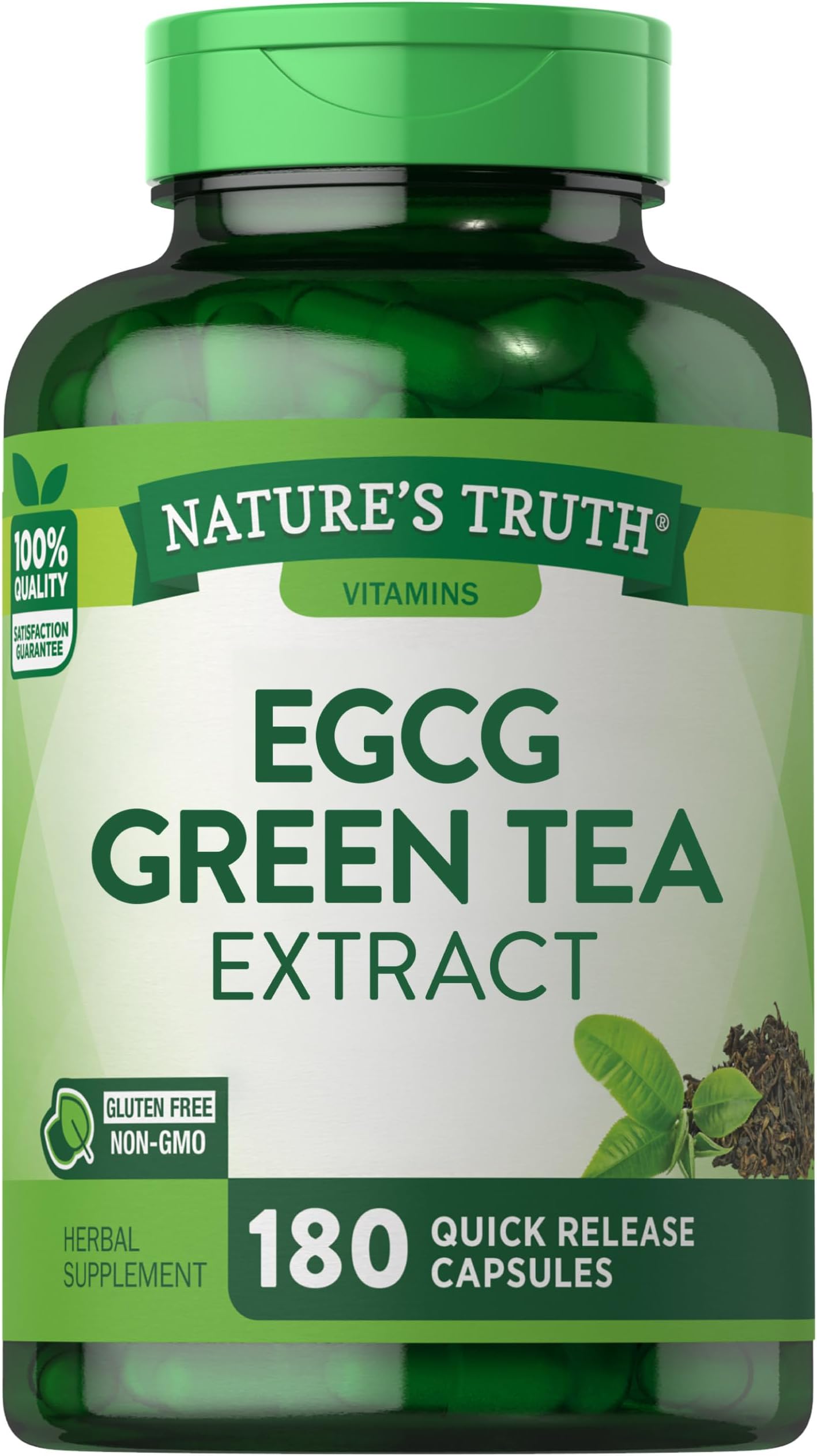 Amazon.com: Nature's Truth EGCG Green Tea Extract Capsules | 180 Pills ...