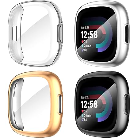 Diruite 4-Pack Cover for Fitbit Versa 4/Sense 2 Screen Protector Case ...