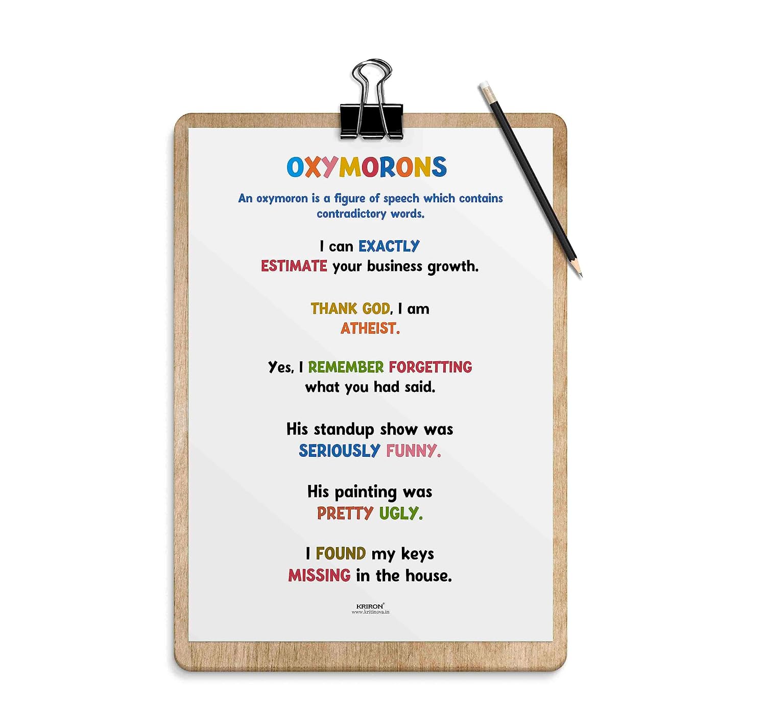 KRIRON, Funny Oxymoron Part 2, Educational English Poster, Kids Room ...