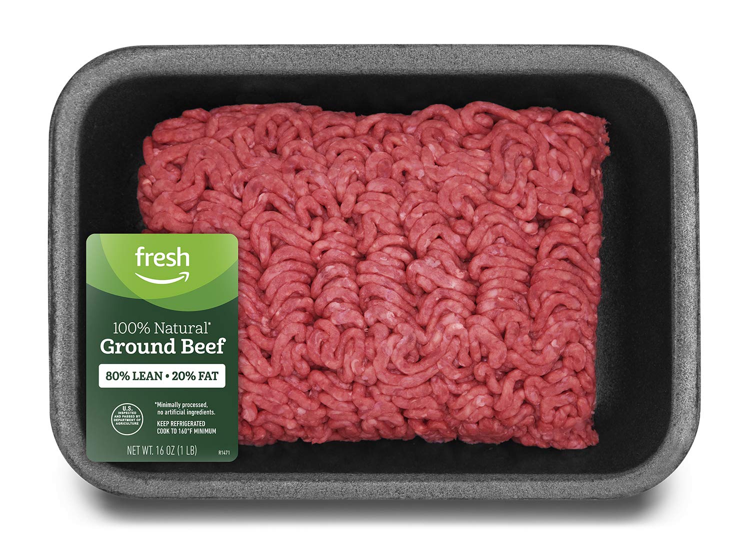 Amazon.com: Fresh Brand – Ground Beef 80% Lean/20% Fat, 1 lb : Grocery ...