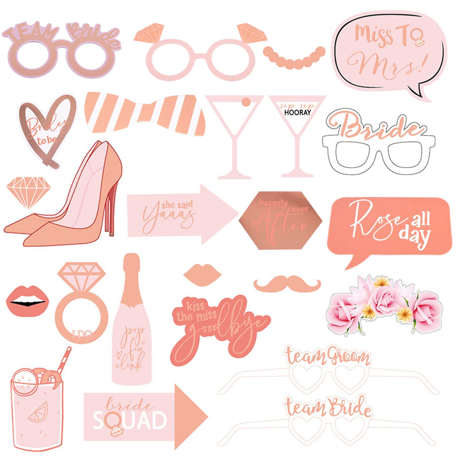 25 Pcs Wedding Hen Party Photo Booth Props Botanical Bridal ...