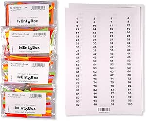 Tombola Lose - Regenbogenlose SET | 1-200 inkl. Aufklebenummern | bunt ...