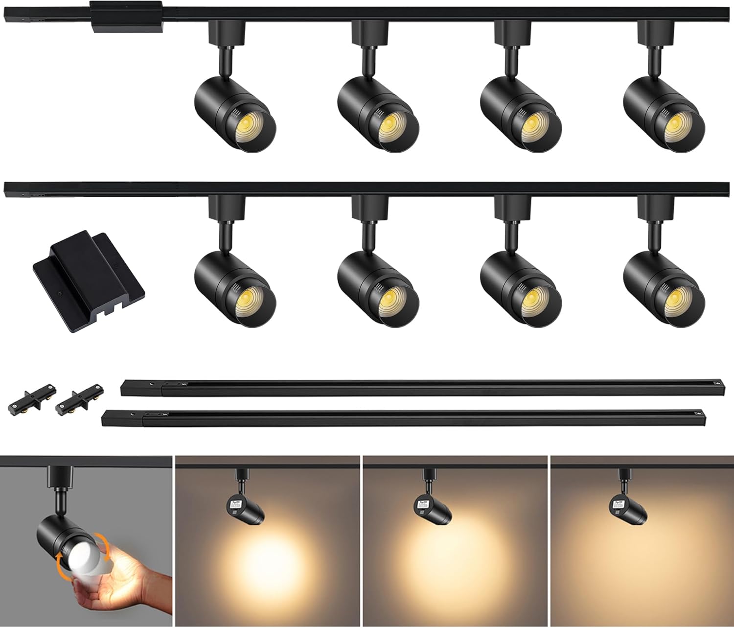 TuyuBEE Zoomable 8-Light LED Track Lighting Kit with 6.6FT H Track ...
