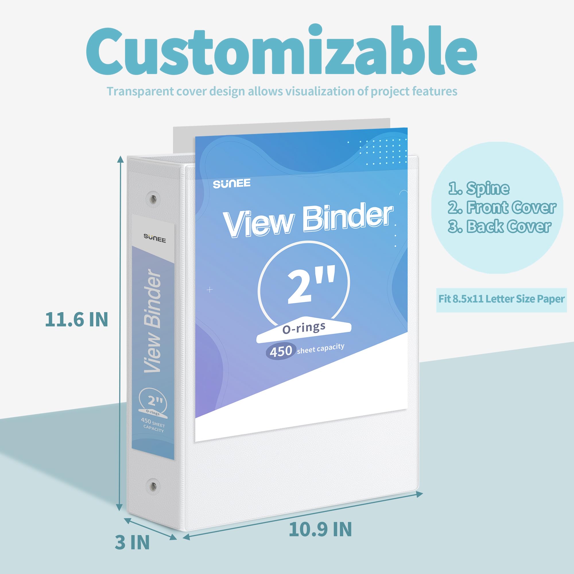 Snapklik.com : SUNEE 3 Ring Binder 2 Inch 2 Pack, Clear View Three Ring ...