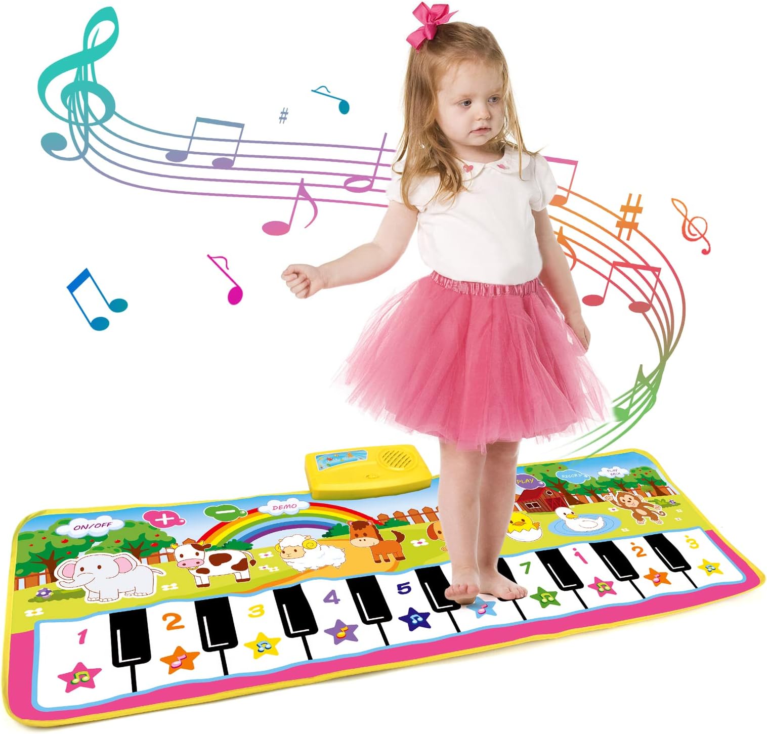 M SANMERSEN Piano Music Mat, Keyboard Play Mat, Animal Blanket Carpet ...