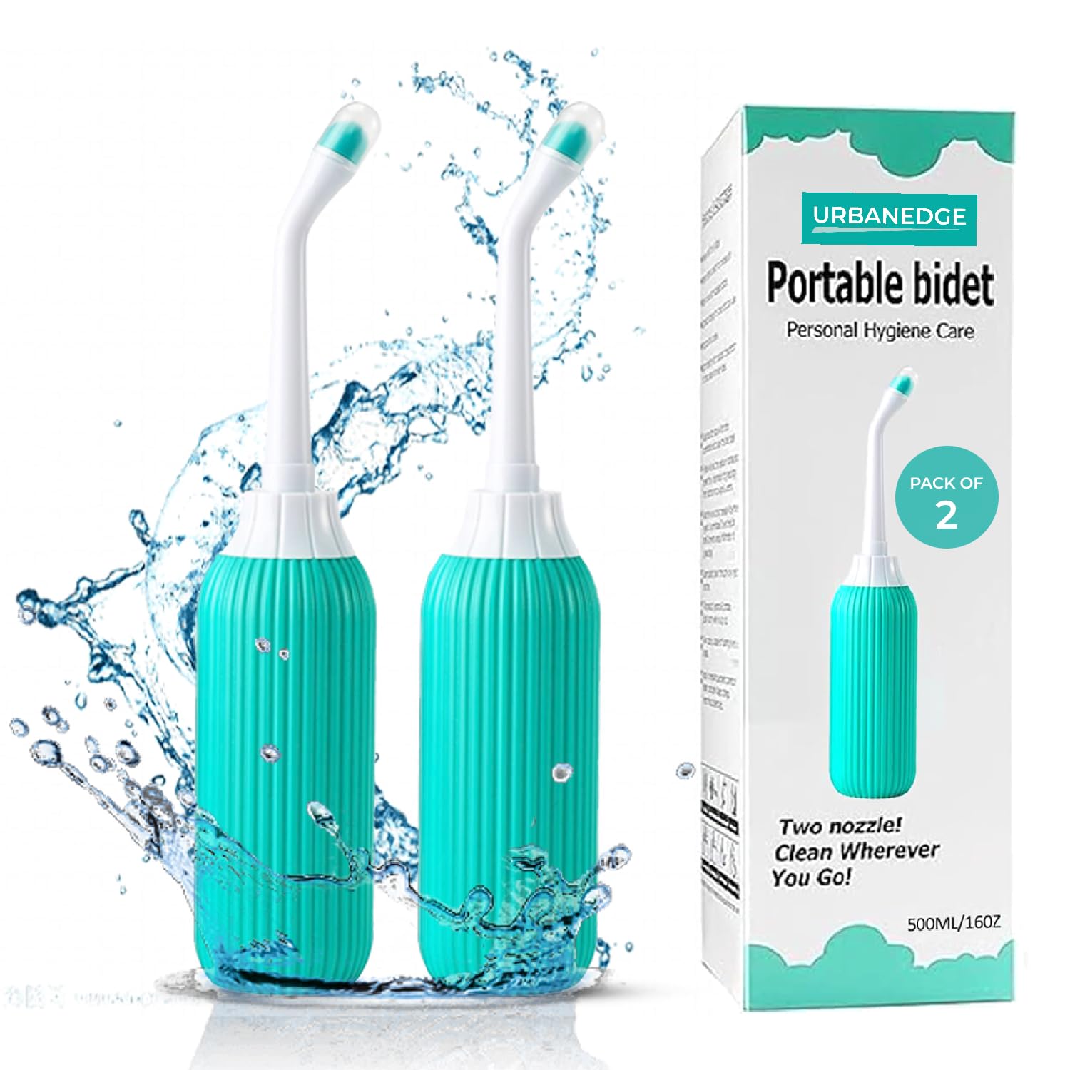 Amazon.com: Urban Edge Portable Bidet for Travel - 500 ml Set of 2 Bidets - Handheld Tushy Spray ...