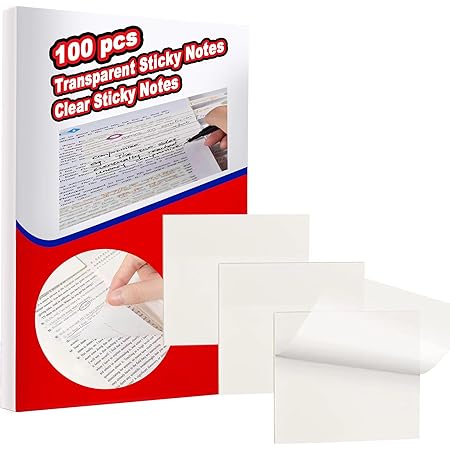 100pcs Transparent Sticky Notes,Clear Sticky Notes 75mm*75mm,See ...