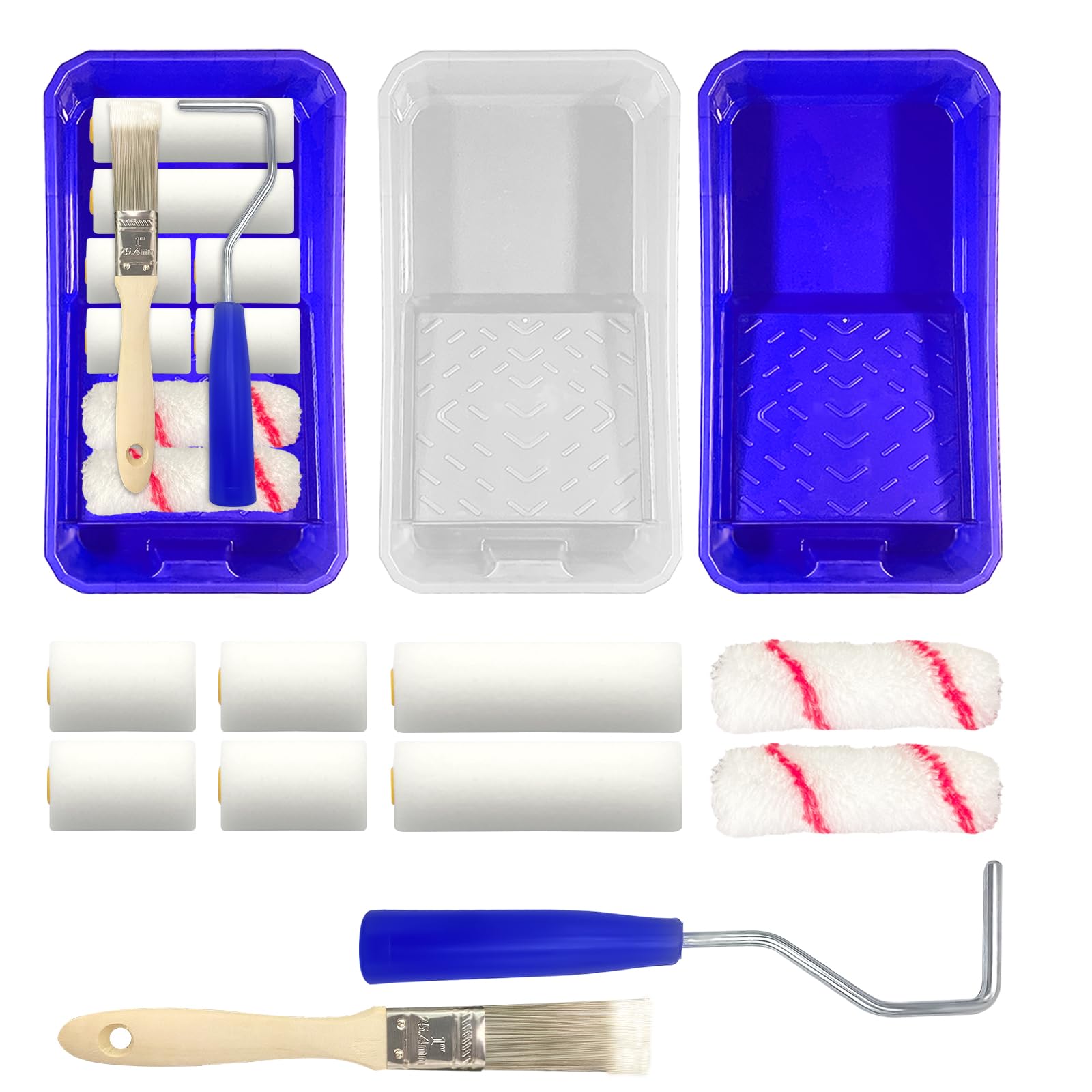 12 Pcs Paint Roller Set, Paint Rollers and Trays Sets, Small Paint ...
