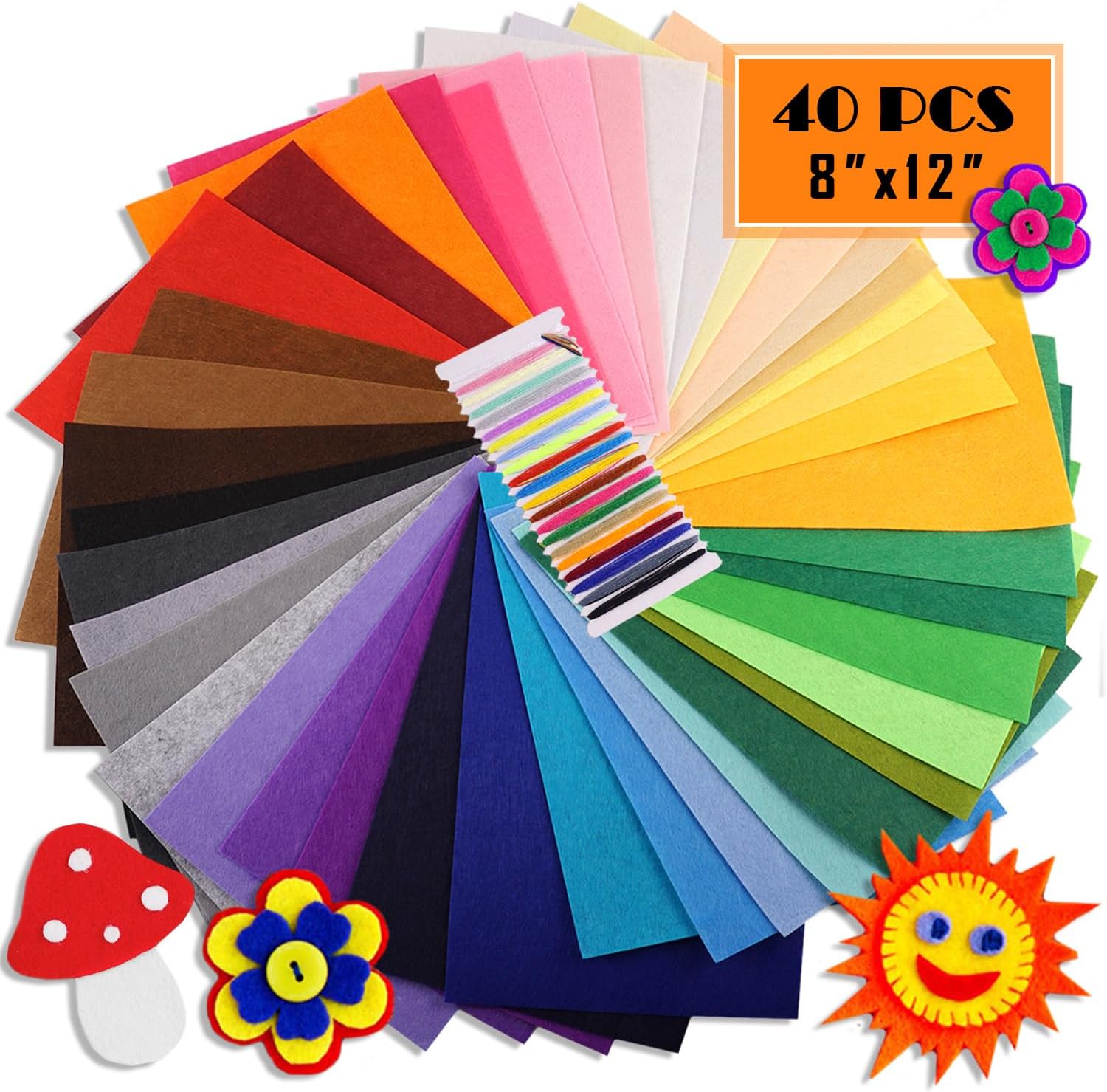 Amazon.com: IONTACH 40 pcs Felt Fabric Sheets for Craft, 8" x 12 ...
