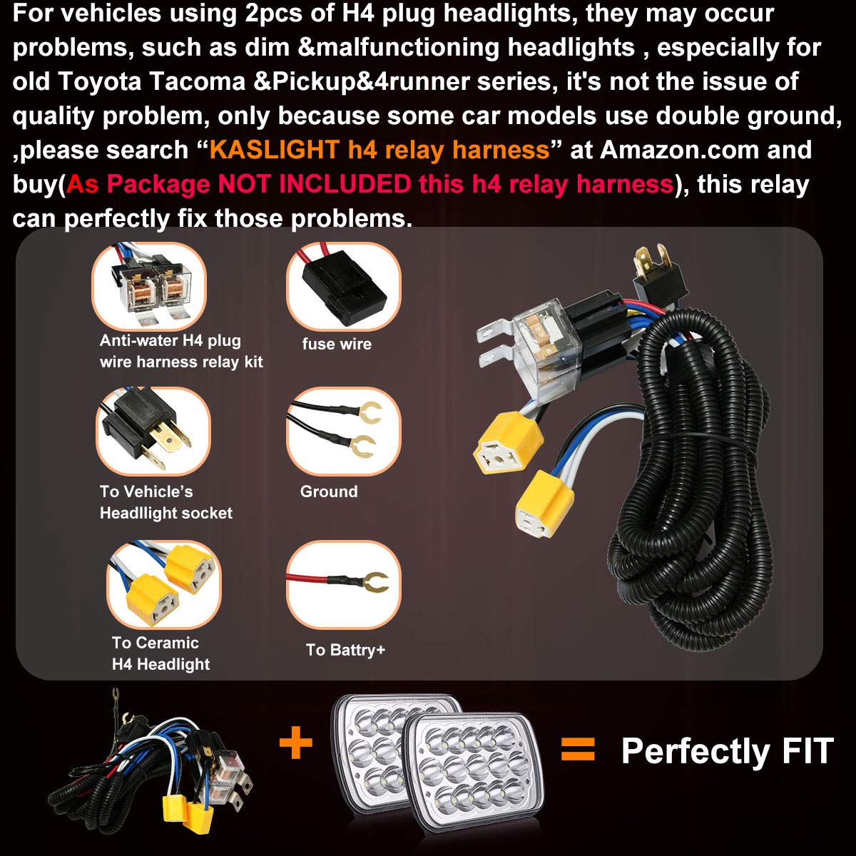 Snapklik.com : H6054 Led Headlights, Pair 5x7 Led Headlight 7x6 ...