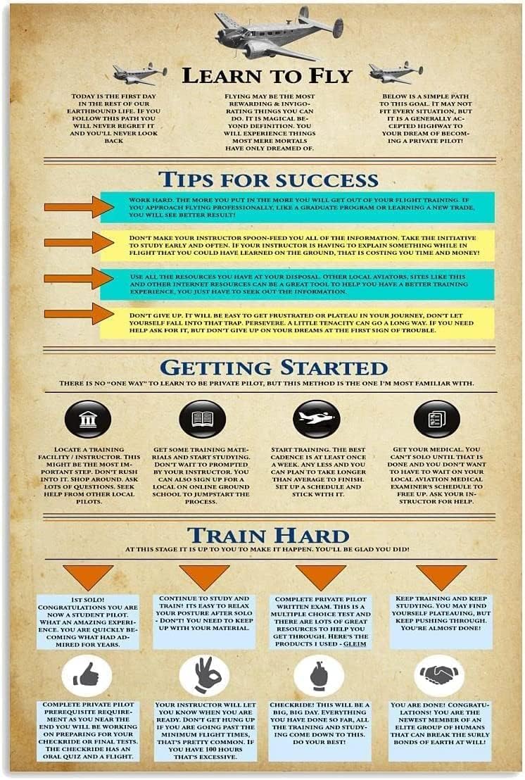 Amazon.com: Pilot Knowledge Metal Signs Wall Decor Tin Sign Learn To ...