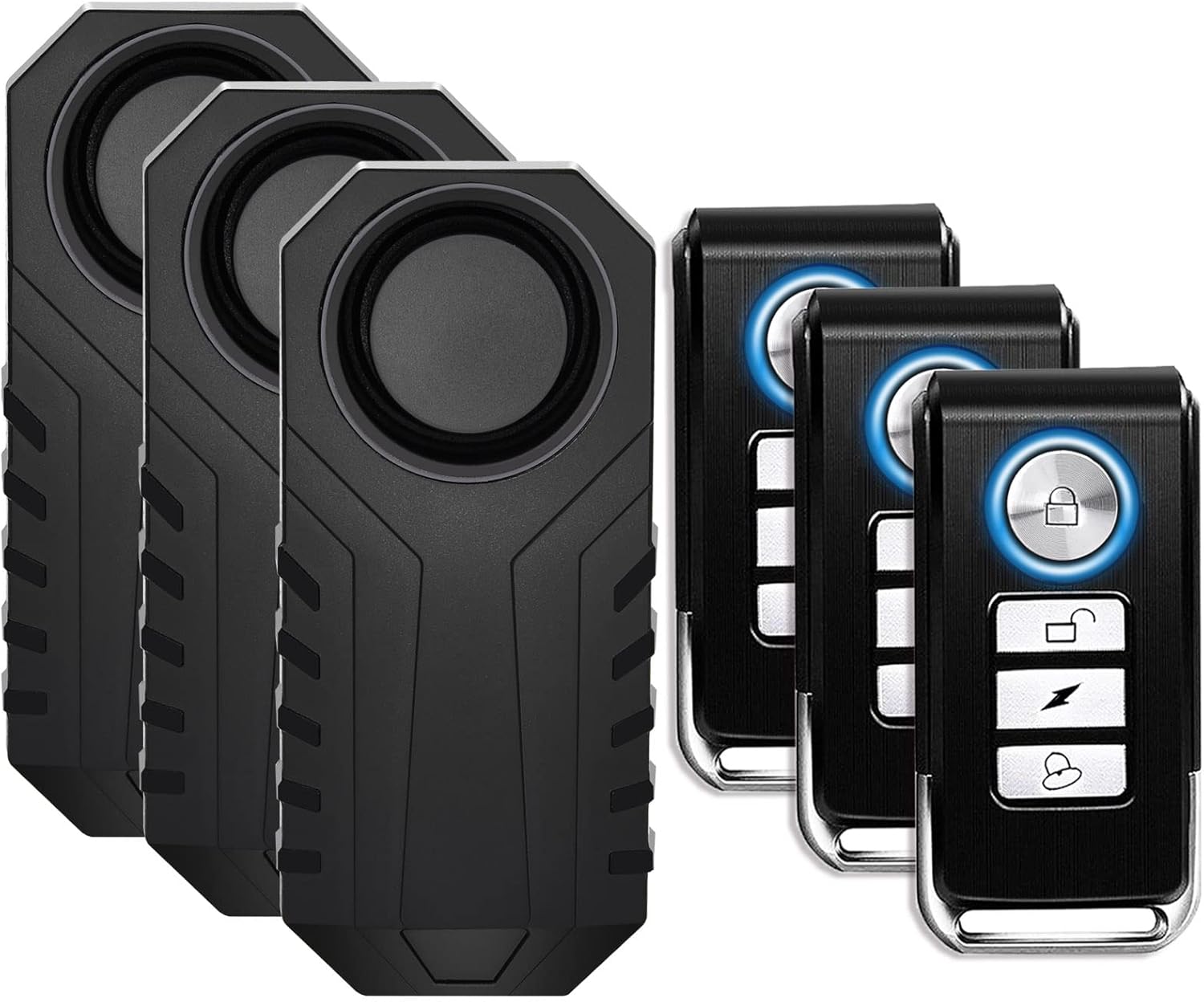 Amazon.com: 3Set Vibration Sensing Bike Alarm with Remote, 113db Loud ...