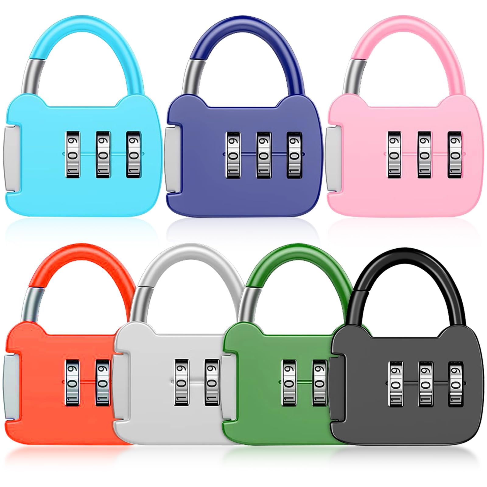 Combination Lock, 7 PCS Luggage Locks with 3 Digit Code Padlockmini ...