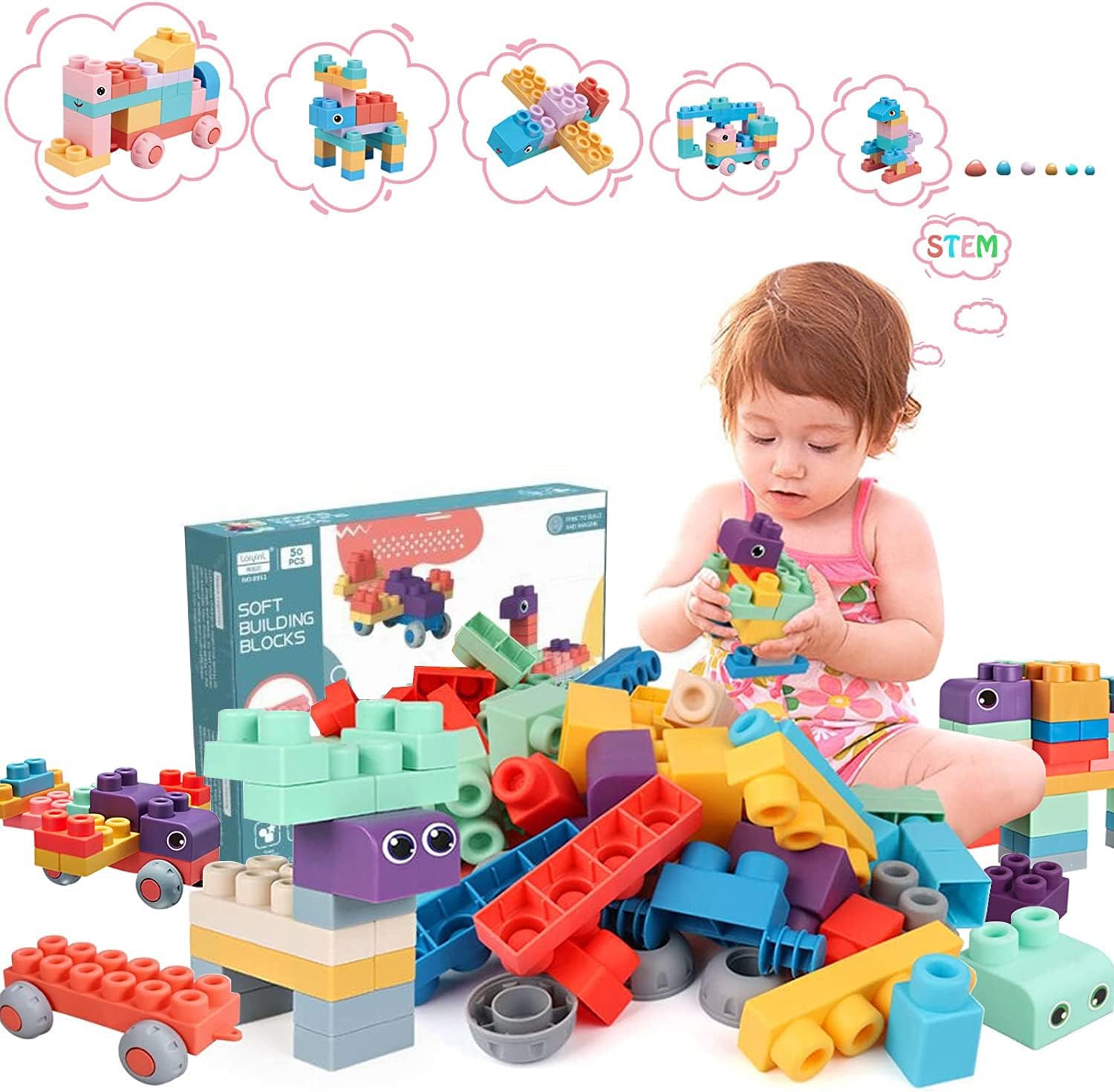 Pairez Toys Foam Blocks for Toddlers, 138 Pieces EVA Soft Stacking ...