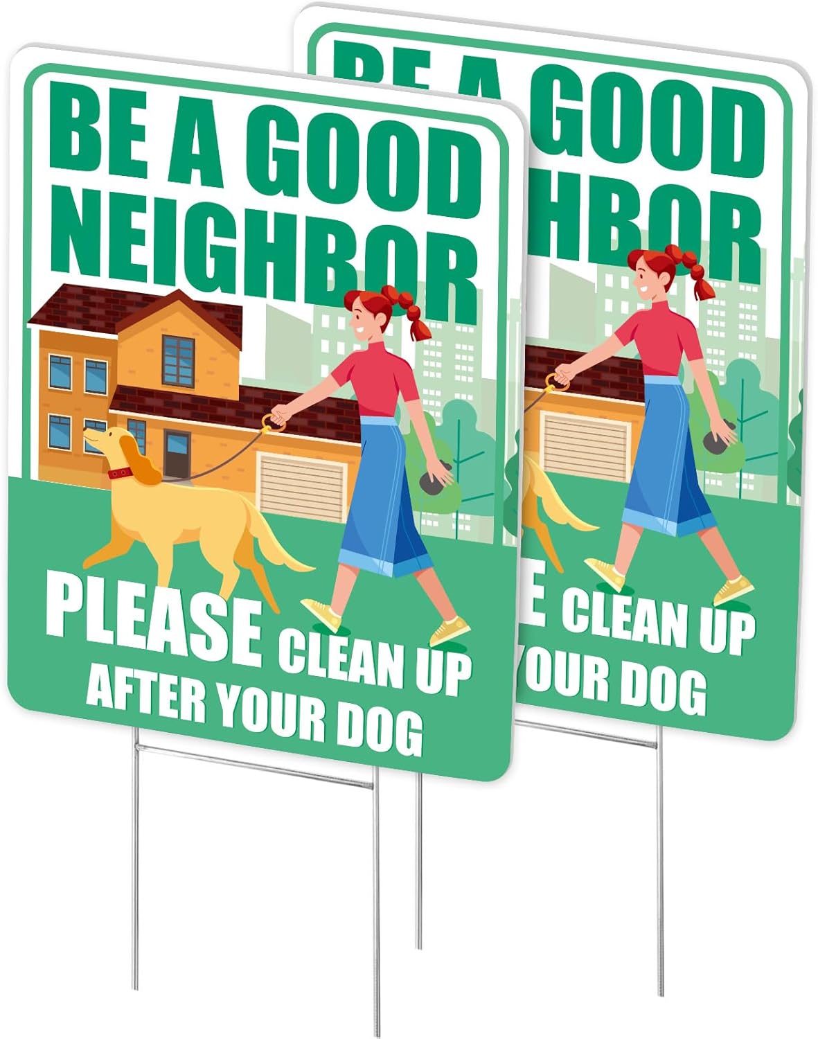 Amazon.com : 2pcs Clean up After your Dog Signs with 2pcs H Stakes, 11 ...