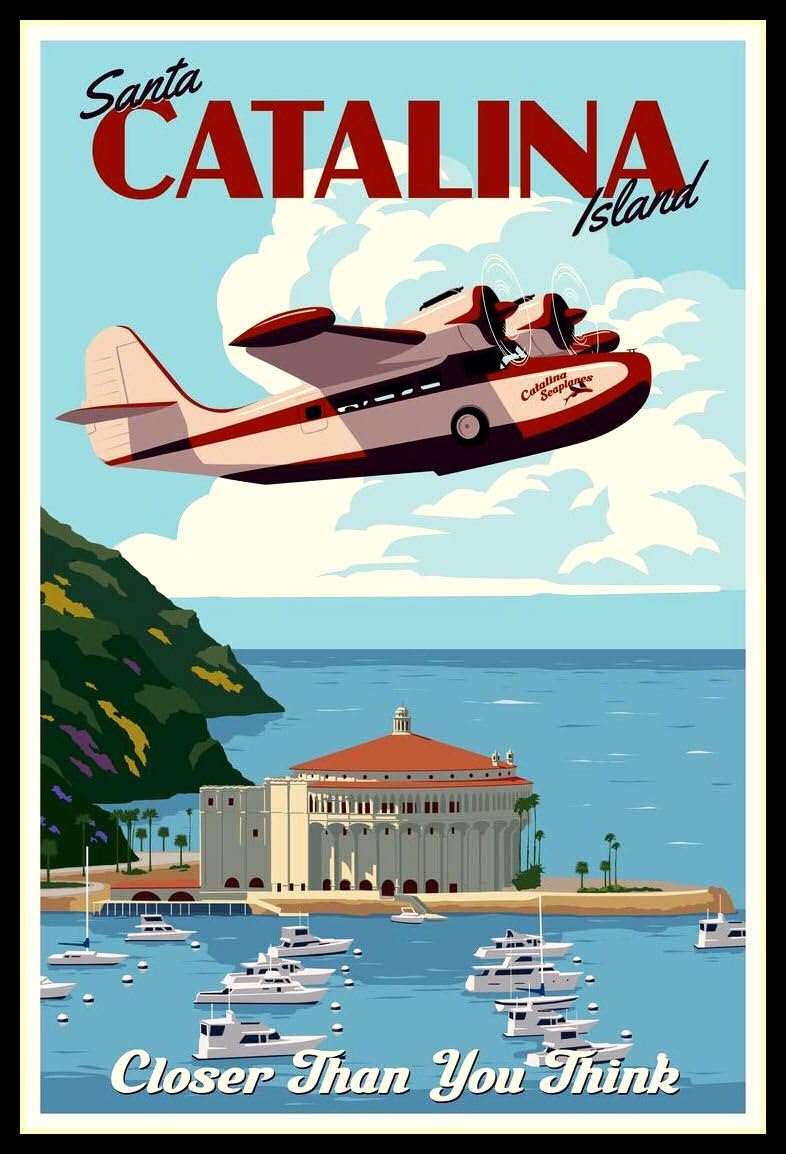 Amazon.com: Catalina Island Travel Poster Fridge Magnet 6x8 Large (2 ...