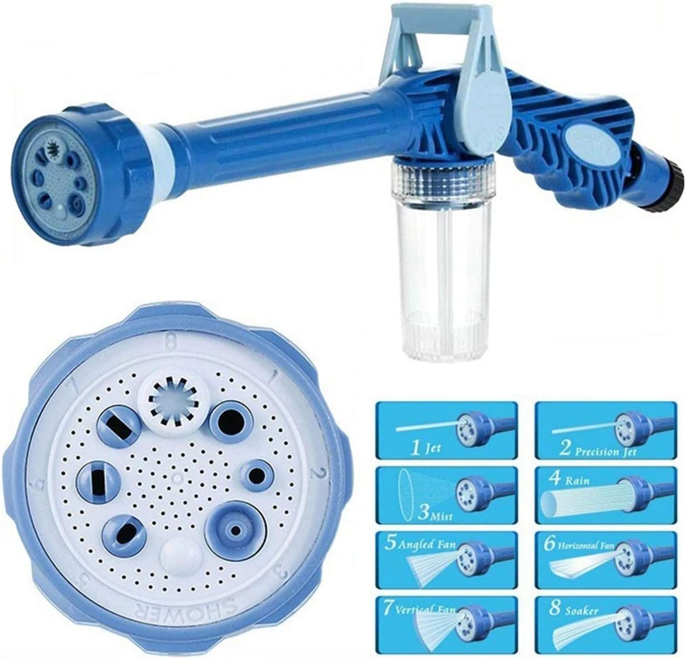 GSV Essentials Turbo Water Spray Gun, Built-in Soap Dispenser, 8 in 1 ...