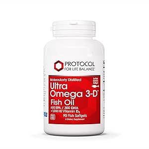 Amazon.com: PROTOCOL FOR LIFE BALANCE Ultra Omega 3-D - 600 mg EPA, 300 mg DHA y 1,000 UI de ...