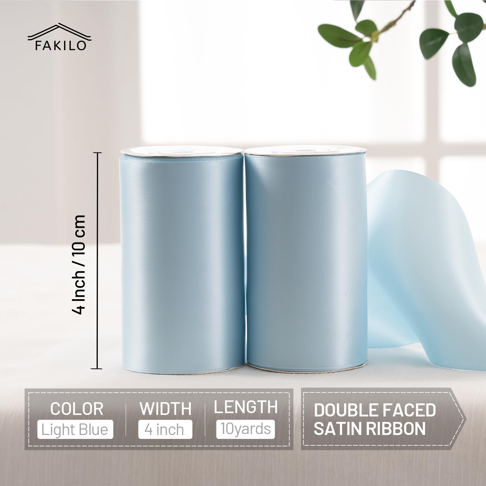 Snapklik.com : Light Blue Ribbon 4 Inch Wide Double Faced Satin Ribbon ...