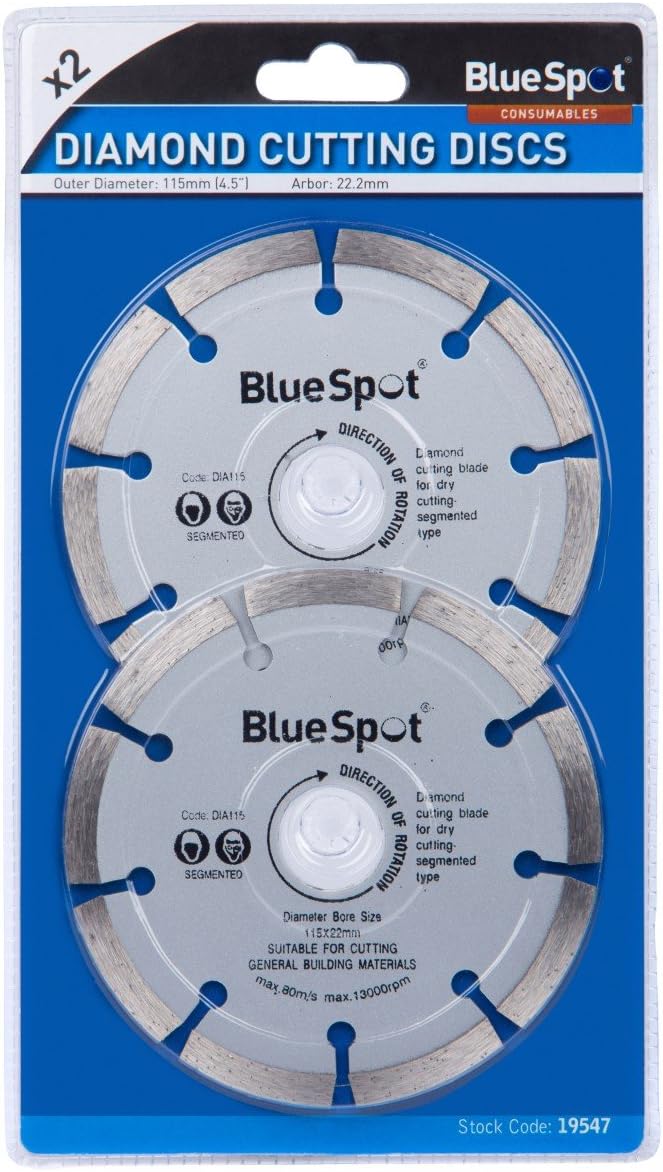 Blue Spot Tools 19547 Segmented Diamond Dry Cutting Disc, Silver, 115 ...