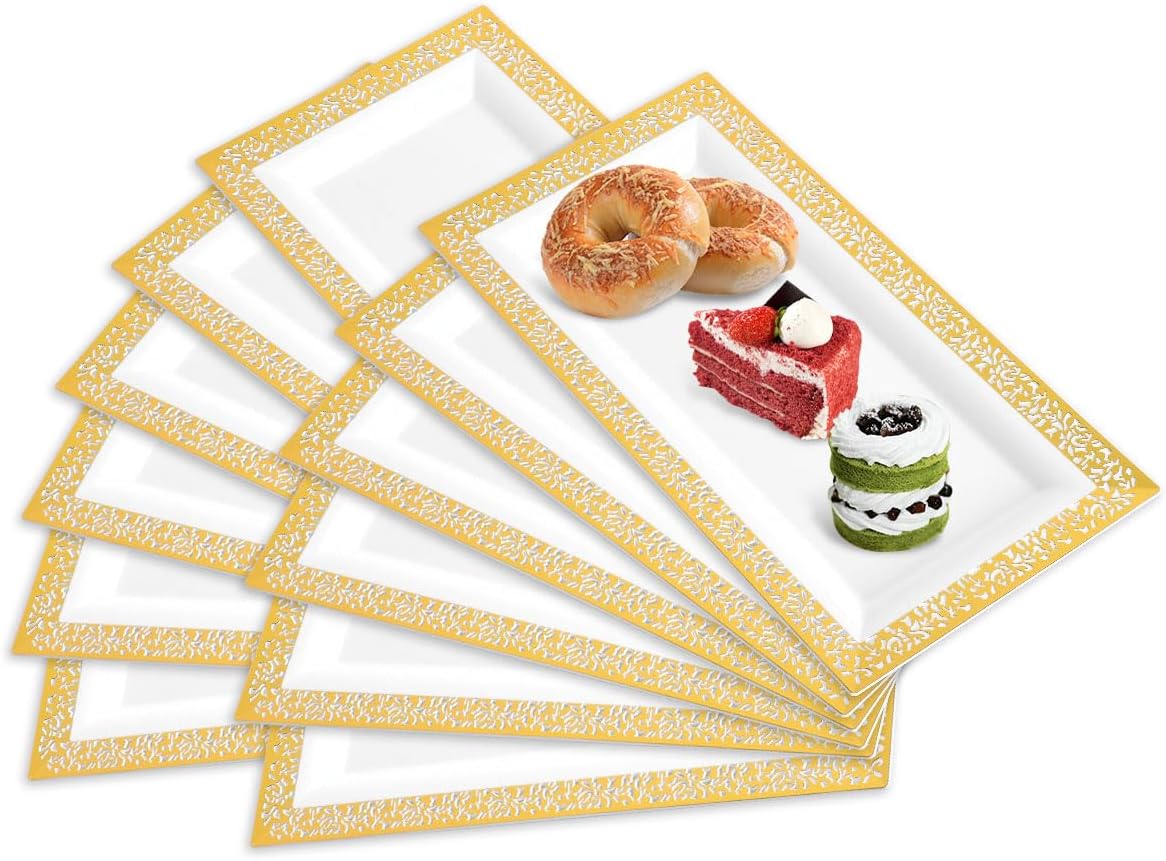 Amazon.com | 12 Pack Serving Trays and Platters Disposable White ...