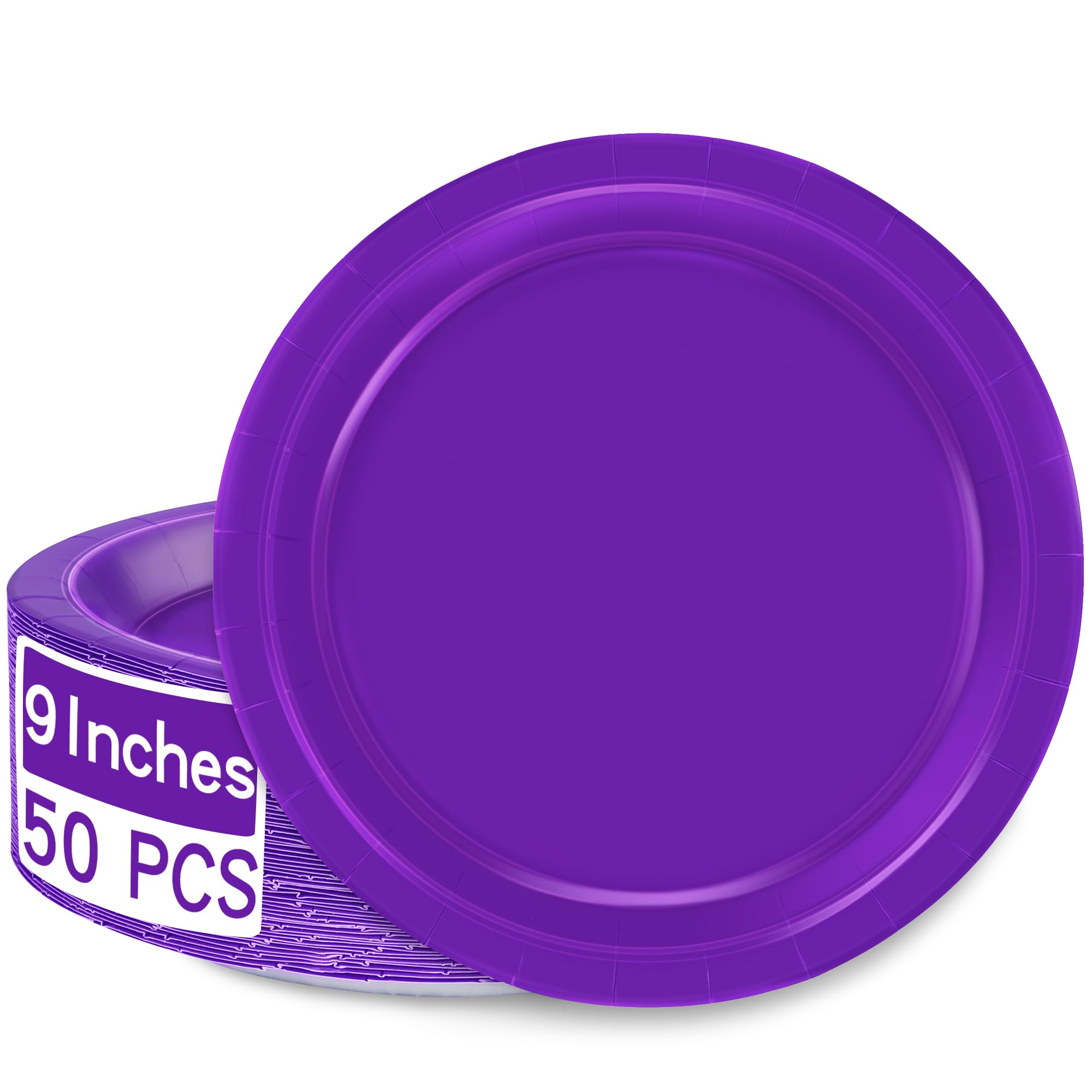 Amazon.com: QZYL Disposable Paper Plates Set, 50 PCS Purple Dinner ...