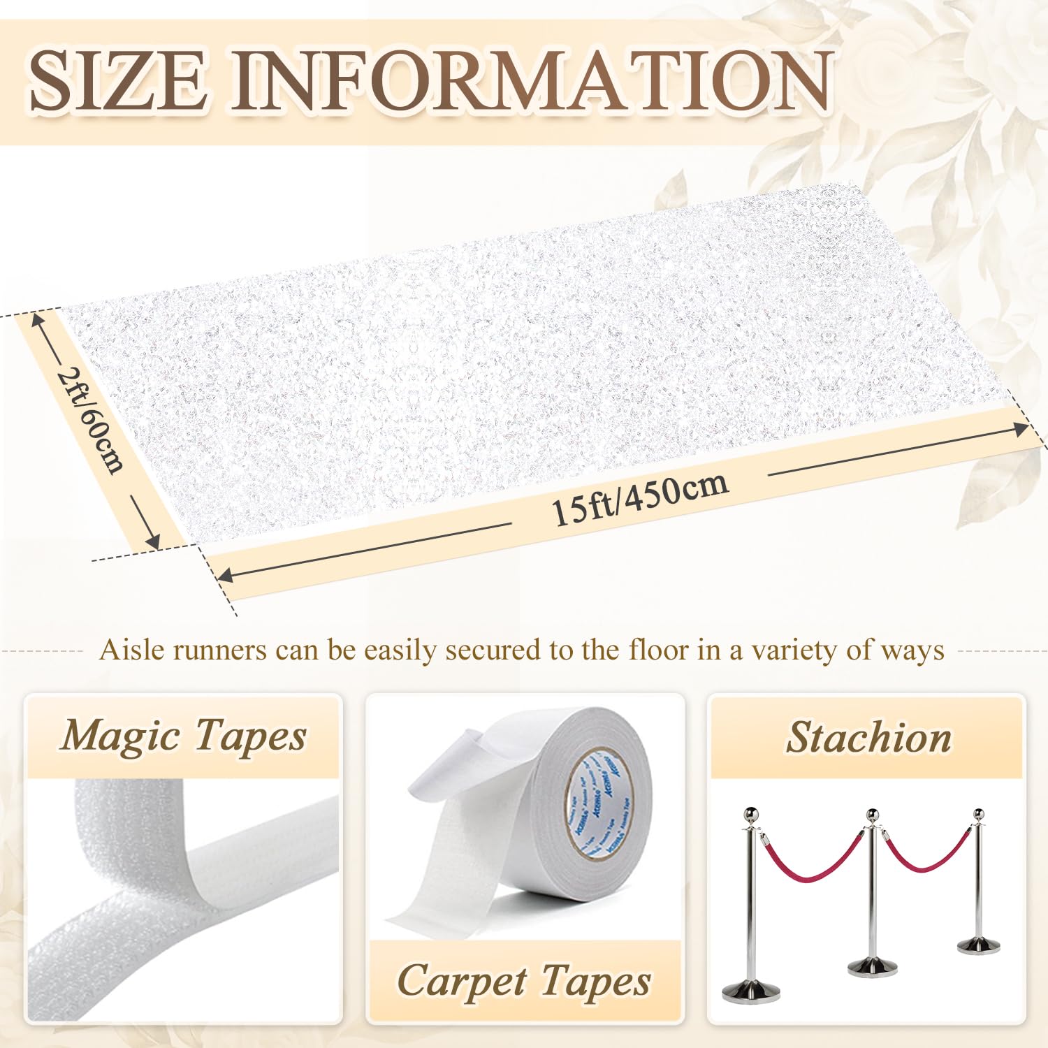 Snapklik.com : White Aisle Runner 2FTx15FT Shiny Sequin Aisle Runner For Weddings Glitter Aisle ...