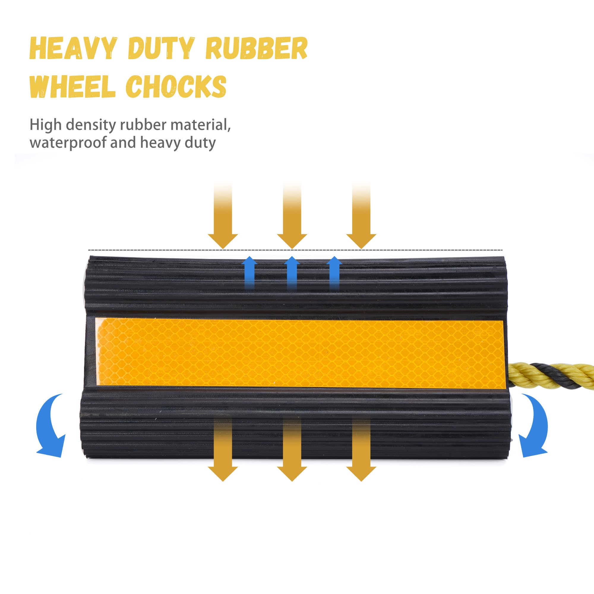 Nisorpa 4 Pack Rubber Wheel Chocks, 8.3" x 4.5" x 3.9" Heavy Duty Wheel ...