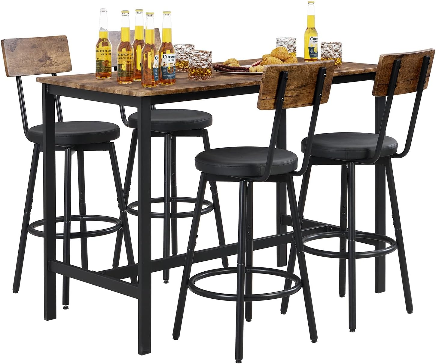 Amazon.com - Tatub Bar Table and Chairs Set of 4, 5 Piece Dining Table ...