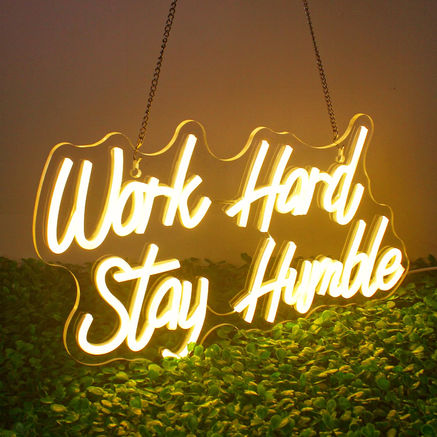 Amazon.com : NOSUN Work Hard Stay Humble Neon Sign Warm White Neon ...