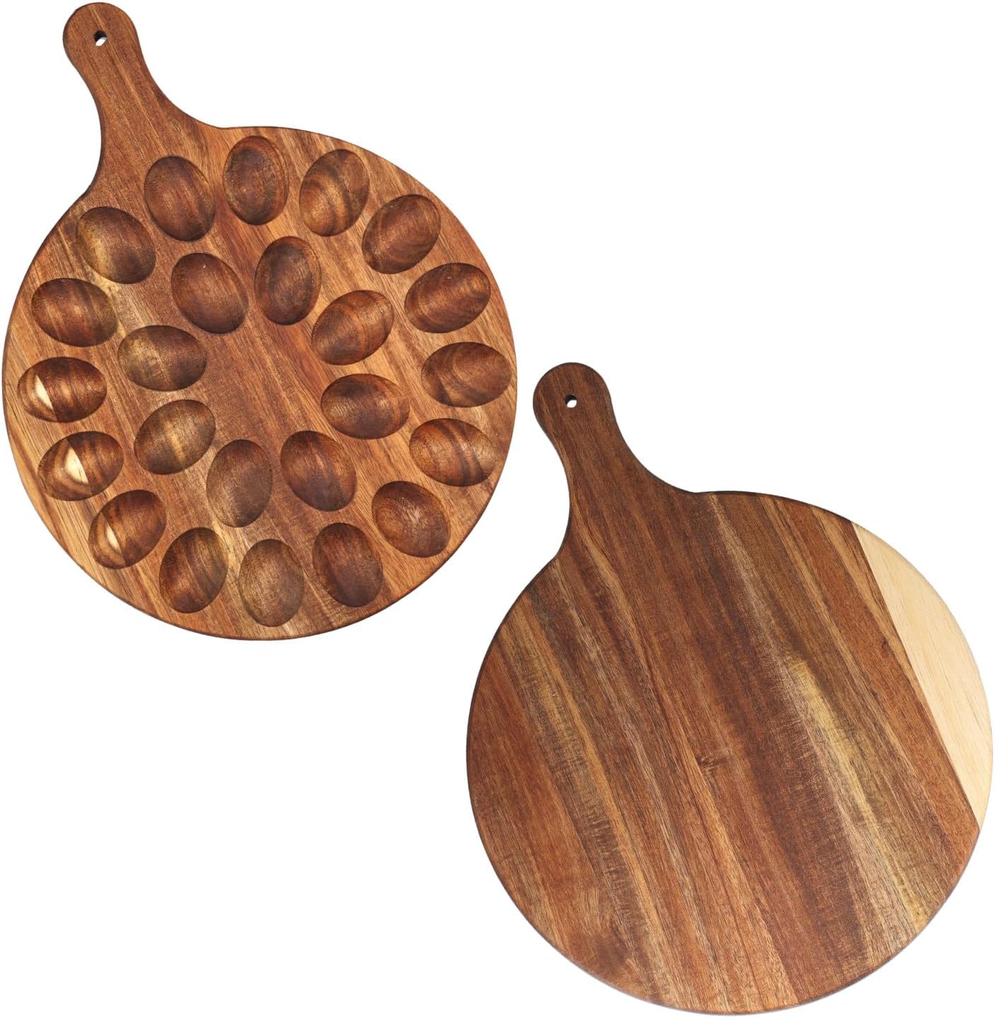 Amazon.com | 24 Holes Reversible Wood Deviled Egg Platter, Charcuterie ...